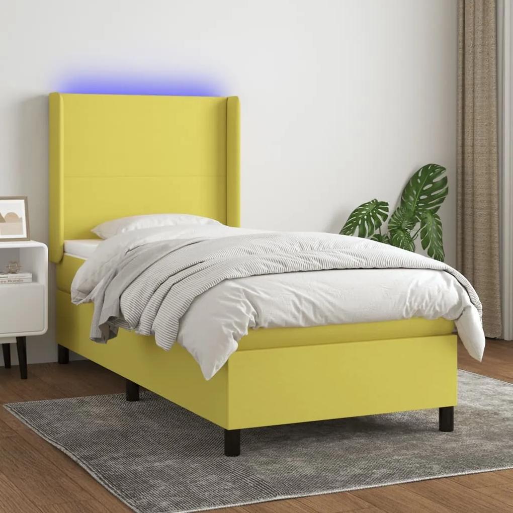 vidaXL Box spring postel s matrací a LED 90x190 cm textil [3138117] Barva: Tmavě šedá