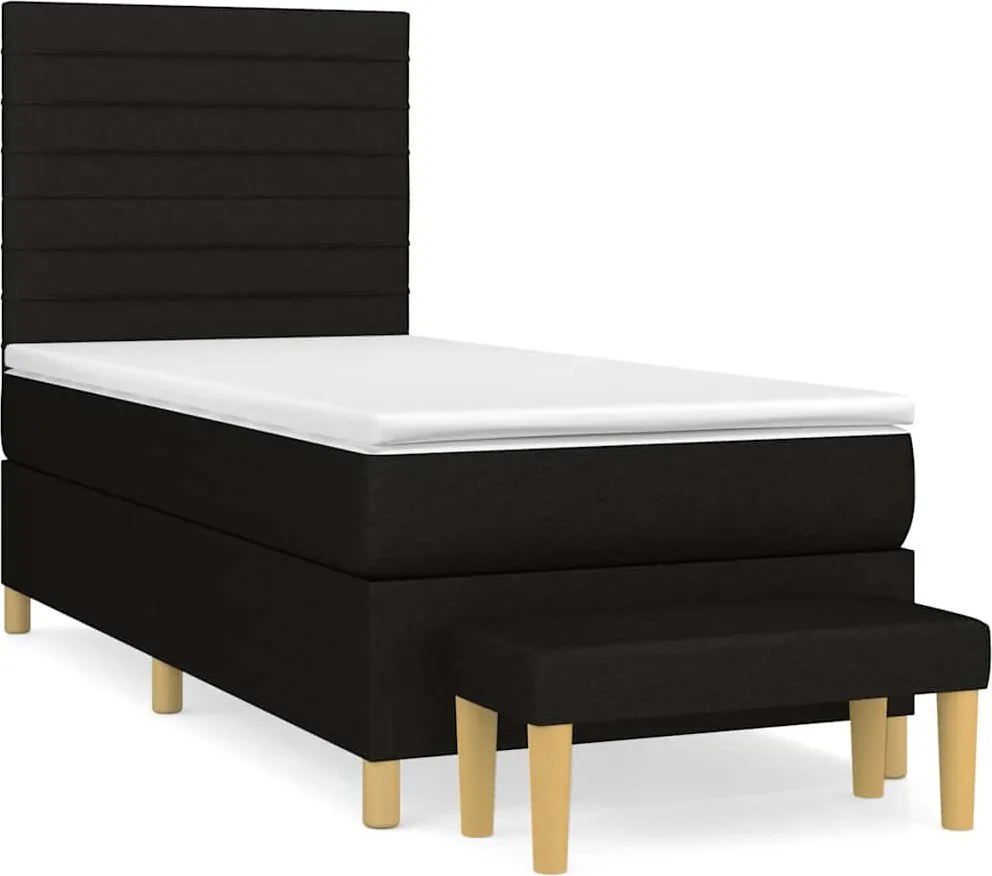 Box spring postel s matrací černá 100 x 200 cm textil 3137215
