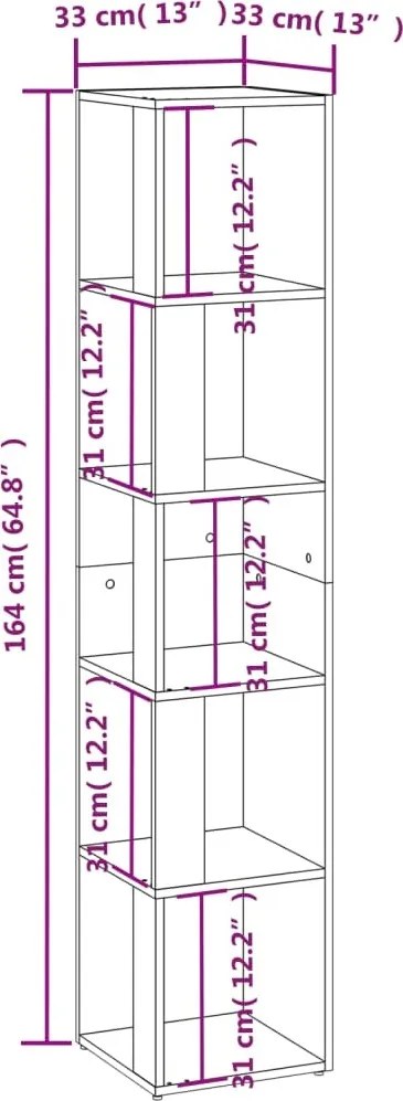 vidaXL Rohová skříňka 33 x 33 x 164,5 cm dřevotříska [809048] Barva: Černá