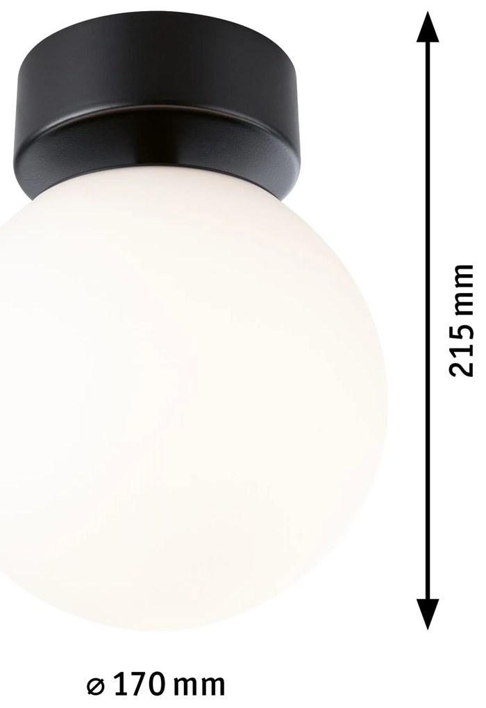 Paulmann 71072 Gove, koupelnové stropní svítidlo LED 9W 3000K, černá, průměr 17cm, IP44