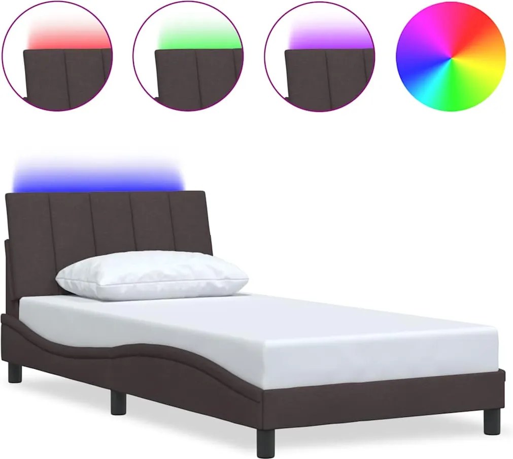 Rám postele bez matrace Hanko tmavě hnědá 100 x 200 cm textil 3310443