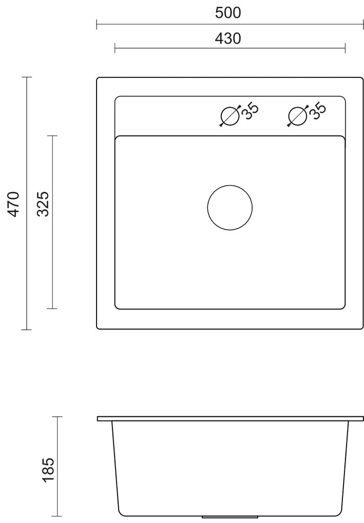 Černý kuchyňský granitový dřez QUADRON JOHNNY 110 bez odkapu