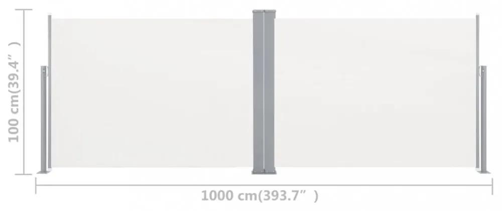 Zatahovací boční markýza 100x1000 cm Dekorhome Krémová