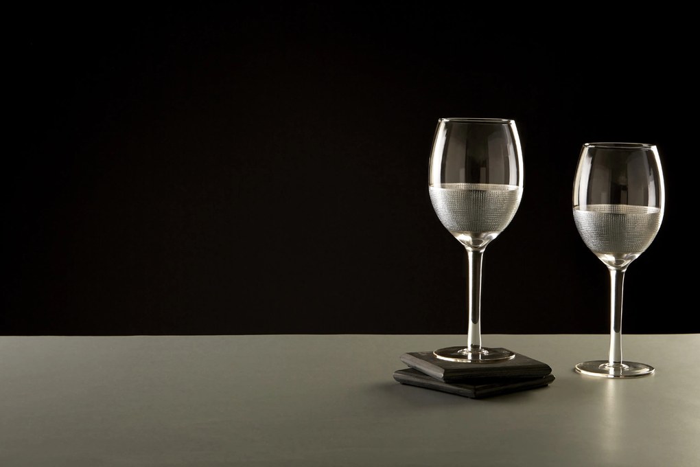 PremierHousewares Set sklenic na víno Apollo 4 kusů, čirá/stříbrná, 300 ml