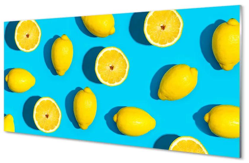 akrylový obraz Citrony na modrém pozadí 100x50 cm