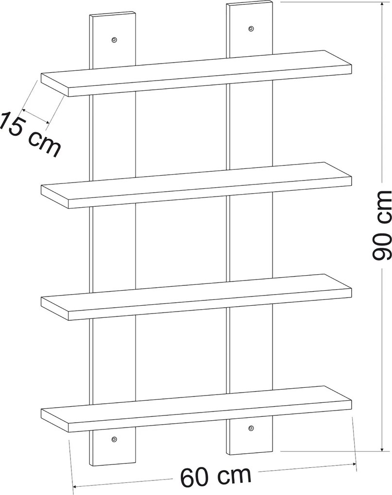 Čtyřpatrová nástěnná police Laurel bílá