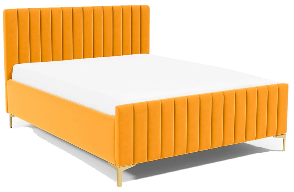 Eka Čalouněná postel SUTRA+ 180x200 cm Barva látky Trinity: (2326) Hořčicová, Úložný prostor: S dřevěným rámem úložného prostoru