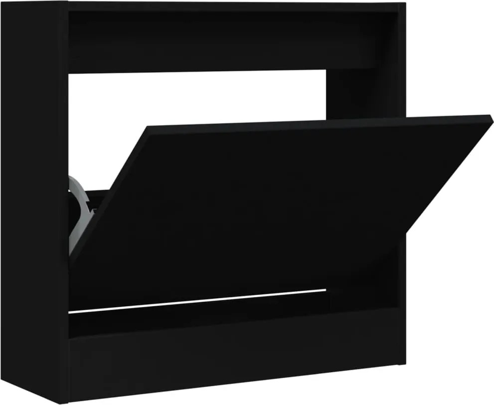 botník, výklopný, kompozitní dřevo, 57x60x21 cm, černá, Dekorino BB20260034