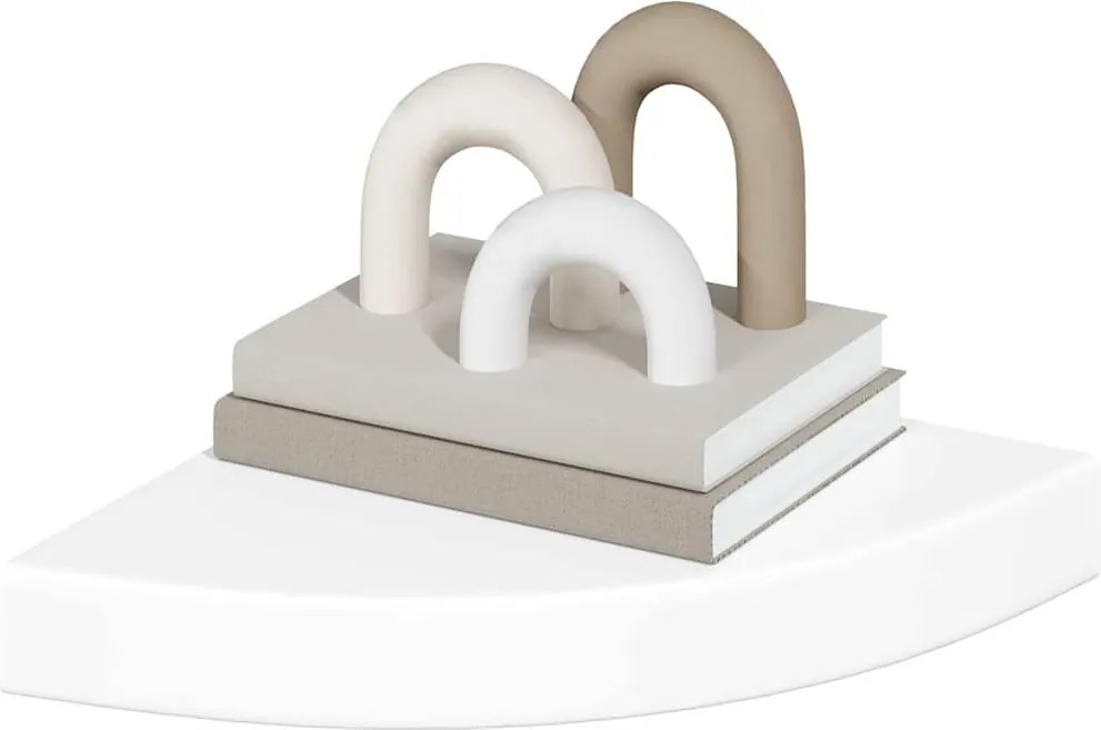 Plovoucí rohové police 4 ks, vysoce lesklé bílé, 25 x 25 x 3,8 cm, MDF 323888