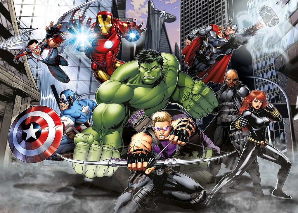 Vliesová fototapeta Marvel Avengers v Akci, Disney | 360 x 270 cm | DFTDNXXL5080