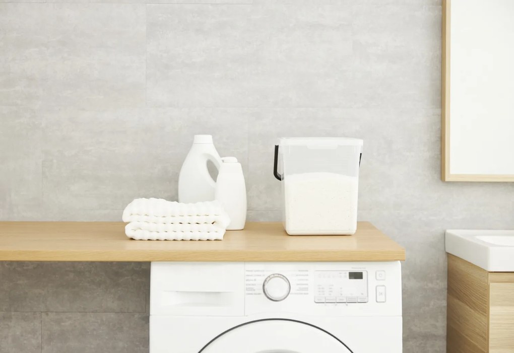 Rotho Nádoba na prací prášek, granule nebo bioodpad – 9 l DETERGENT Transparentní