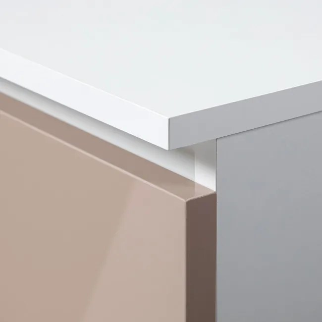 Skříň s nástavcem S 90 cm 2D 2SZ CLP cappuccino, lesk