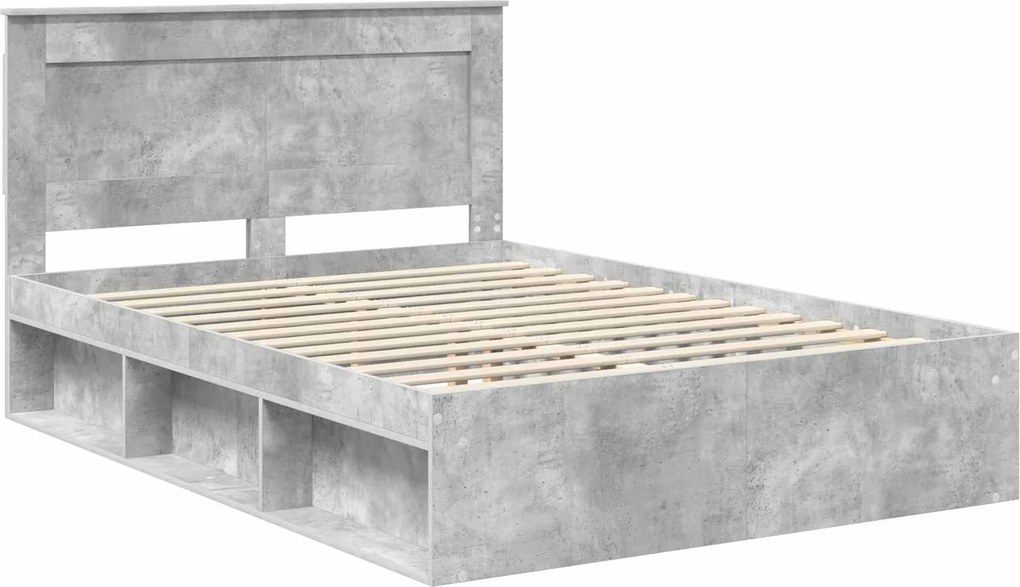Rám postele s čelo Beton 160 x 200 cm Masivní borové dřevo 3410067