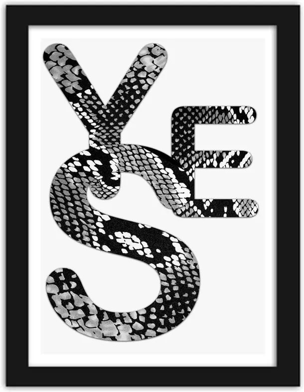 CARO Obraz v rámu - Yes - Snake Skin 70x100 cm Černá
