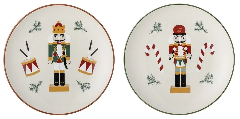 Dezertní talíře v sadě 2 ks s vánočním motivem z kameniny ø 16 cm Jolly – Bloomingville