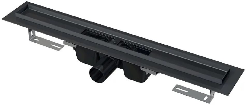 Alca - Sprchový žlab 85 cm, s okrajem pro perforovaný rošt, černá mat APZ1BLACK-850