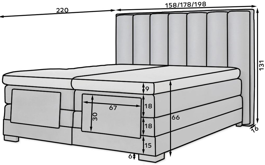 Eltap Čalouněná postel Veros Materiál a barva potahu: Solar 99 - tmavě šedá, Rozměr: 140x200