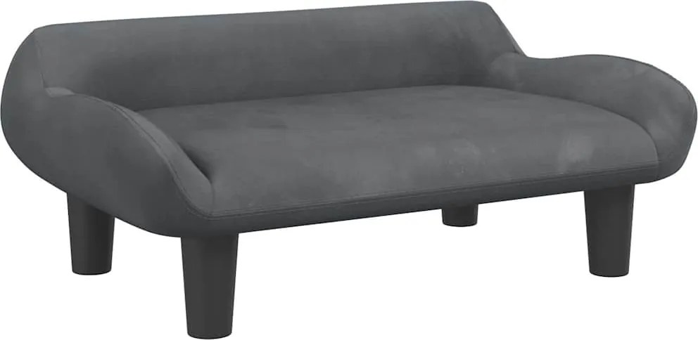 Pelíšek pro psy tmavě šedý 70 x 40 x 24 cm samet 171953