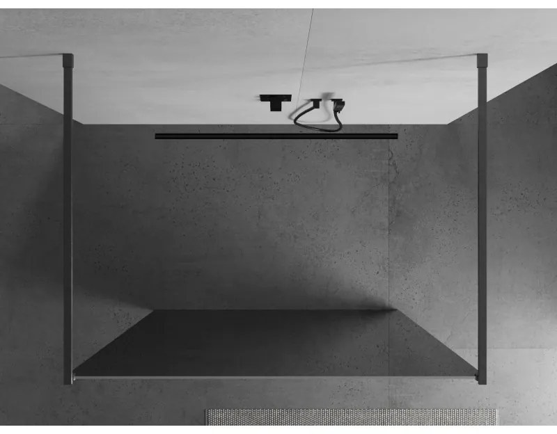 Mexen Kioto, sprchová zástěna Walk-In 100 x 200 cm, 8mm sklo vzor zrcadlo, grafitový profil, 800-100-002-66-50