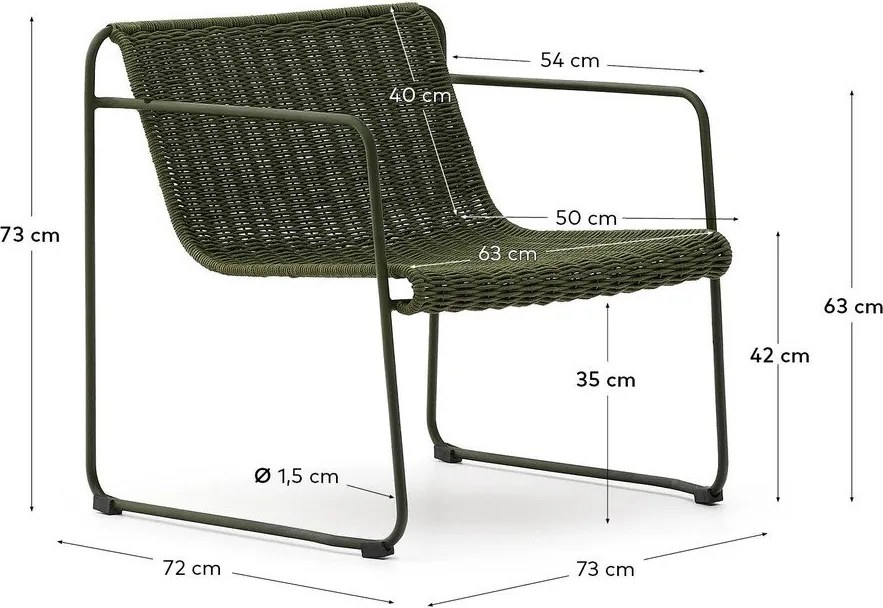 Zelené kovové zahradní křeslo Maurina – Kave Home