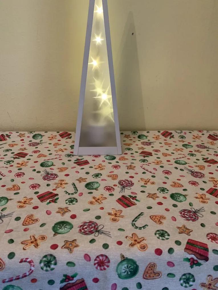 K-U ručně šitý ubrus vánoční sladkosti, 80 cm x 120 cm