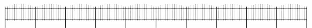 Zahradní plot s kopím nahoře ocelový 1673 x 150 cm černý 277739