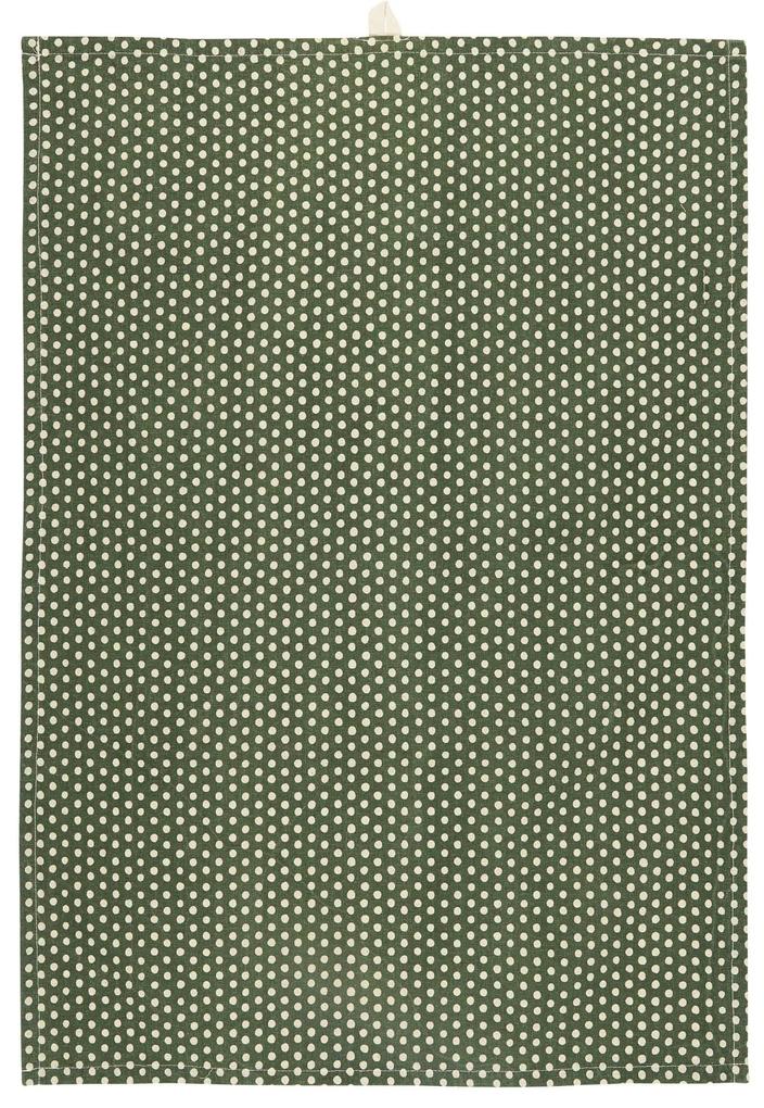 IB LAURSEN Utěrka Green White Dots, zelená barva, textil