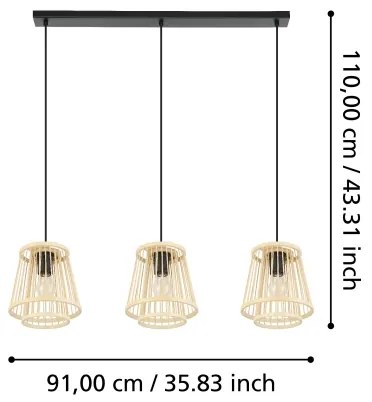Eglo 43853 - Lustr na lanku HYKEHAM 3xE27/40W/230V