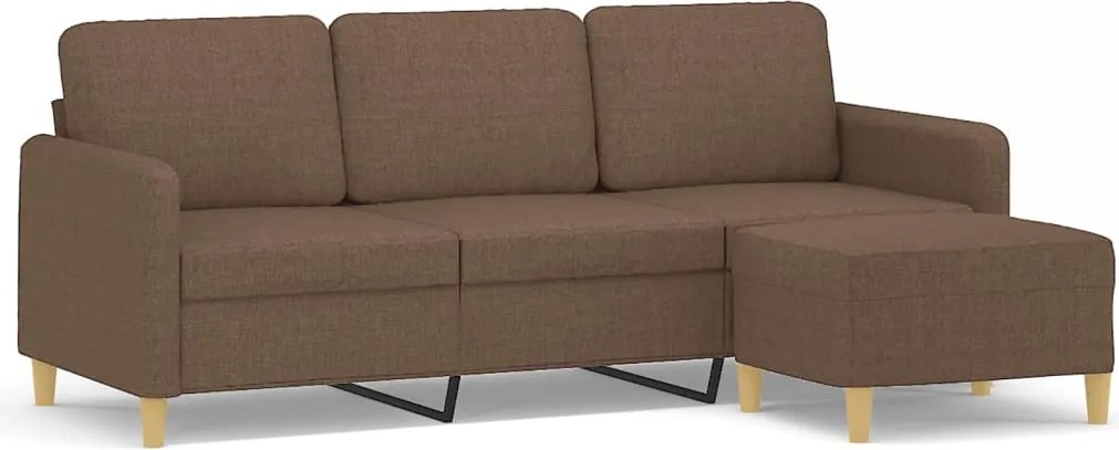 3místná pohovka s podnožkou hnědá 180 cm textil 3201195