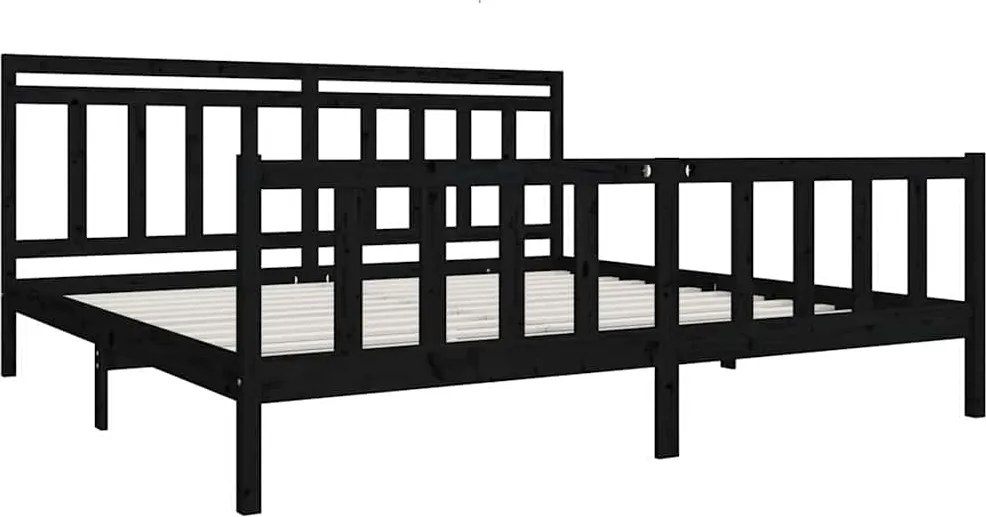 Rám postele černý masivní dřevo 200 x 200 cm 3100982