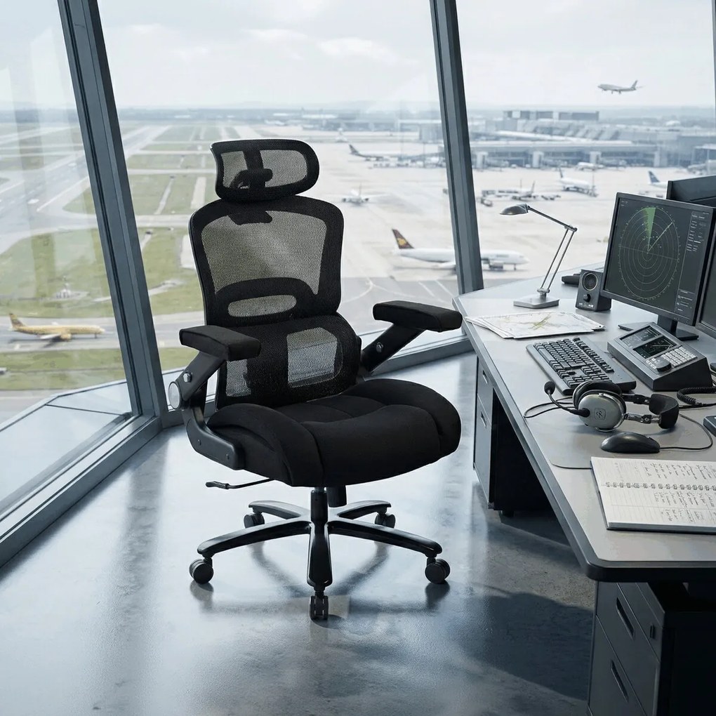 Ergonomická kancelářská židle AIR - černá síťovina / látka
