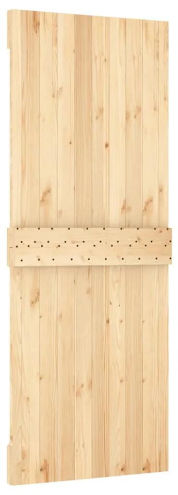 Posuvné dveře s kováním 80 x 210 cm masivní borové dřevo,  3203224