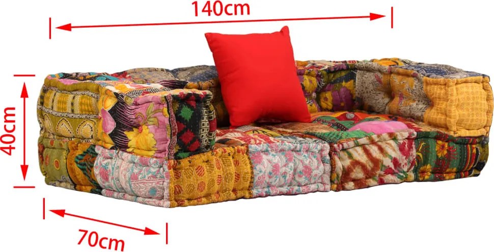 vidaXL 2místný modulární pouf textil [244987] Barva: Patchwork