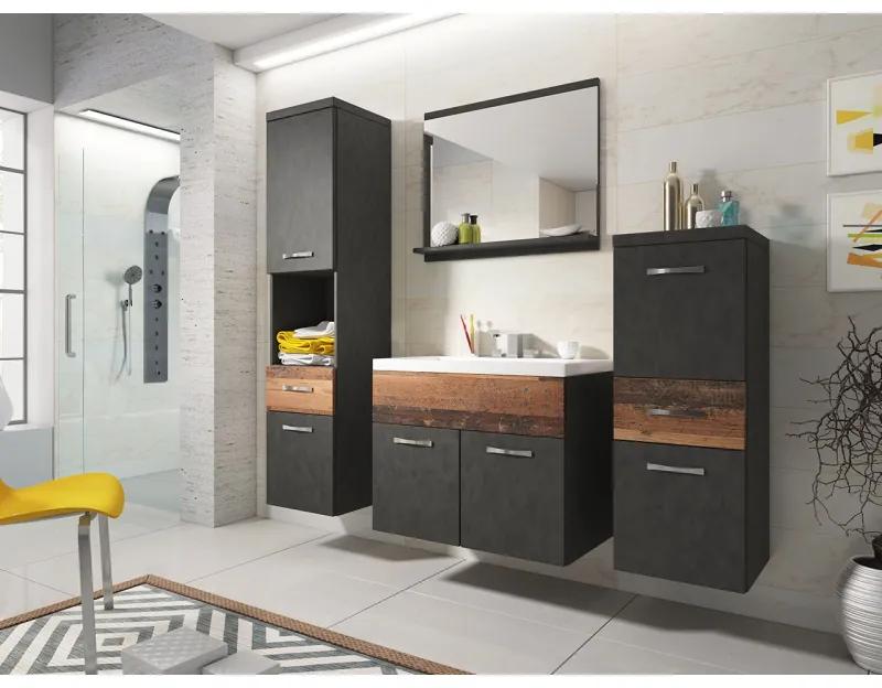 Koupelnový nábytek Lumia, Barva: kastanien breslau / kastanien breslau + černý grafit, Sifon k umyvadlu: ano, Baterie: Platino BCZ 020M
