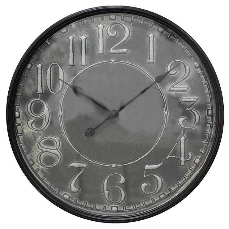 Šedočerné antik nástěnné kovové hodiny - Ø 60*6 cm / 1*AA