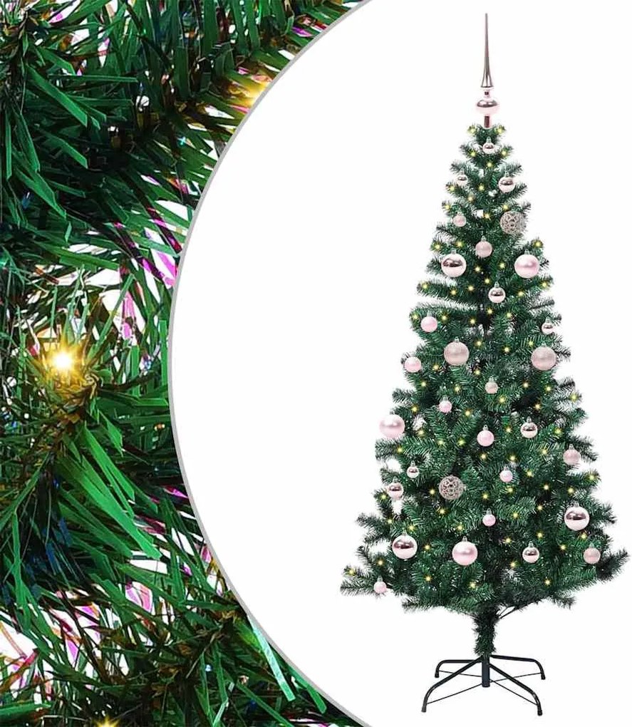 Umělý osvětlený vánoční stromeček Zelená 150 cm PVC a kov 3396751