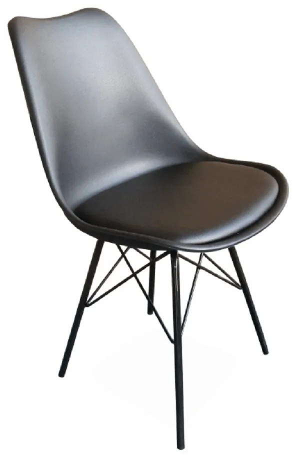 Jídelní židle TAMORA plast, ekokůže a kov, barva černá