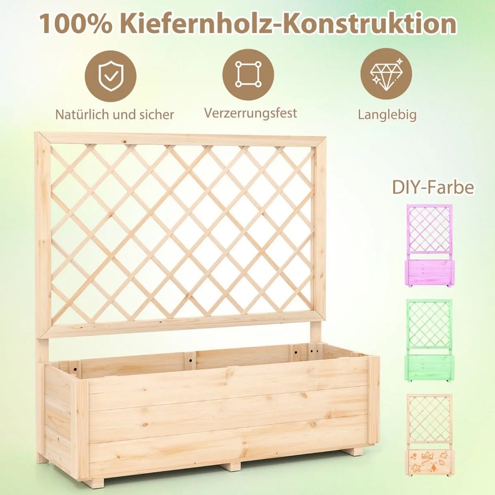 Costway Květinový truhlík s mřížovým vyvýšeným lůžkem s mříží – 98 × 35 × 101 cm