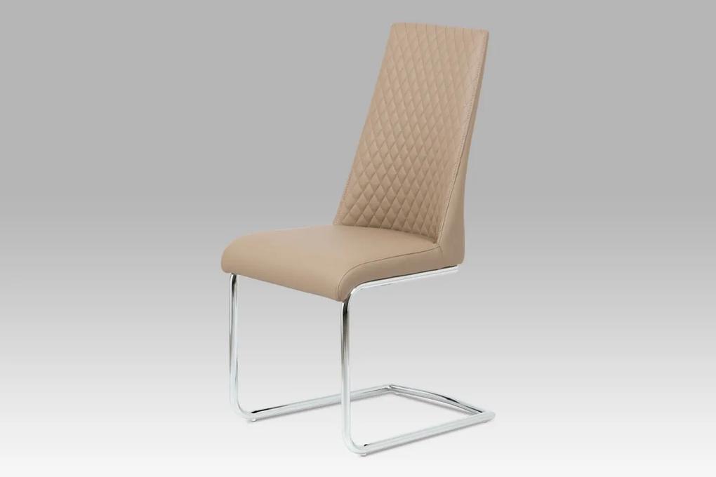 Artium Jídelní židle koženka cappuccino / chrom - HC-701 CAP