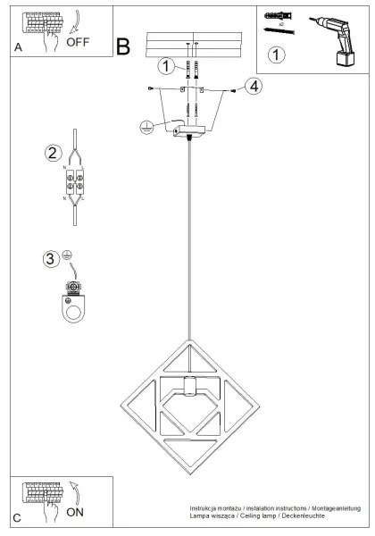 Sollux SL.1757 - Lustr na lanku CARO 1xE27/15W/230V buk