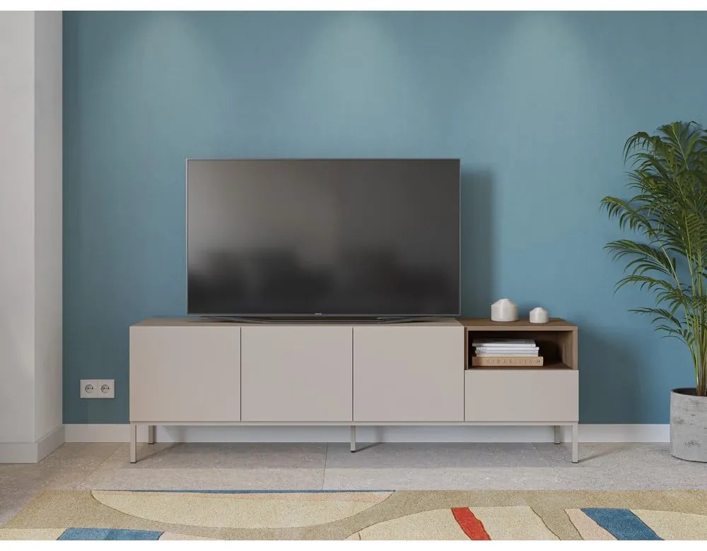 Krémový TV stolek 180x55 cm Cailin – Marckeric