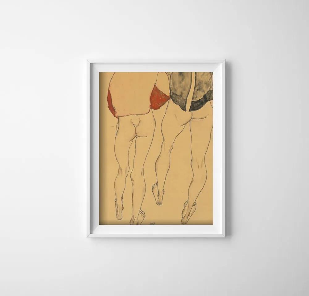 Retro plakát Dva stojící napůl nahé ženy