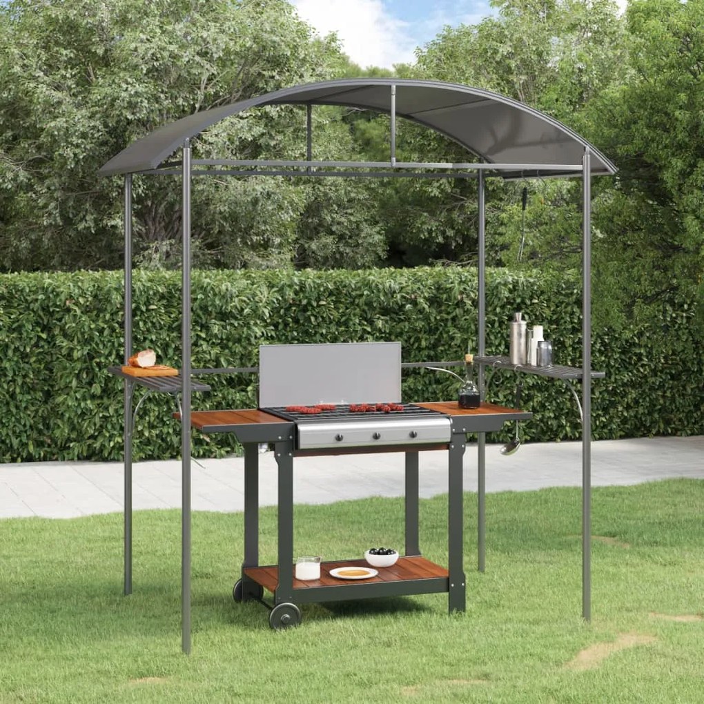Bbq Altán S Bočními Policemi Antracitový 220X115X230 Cm Ocel