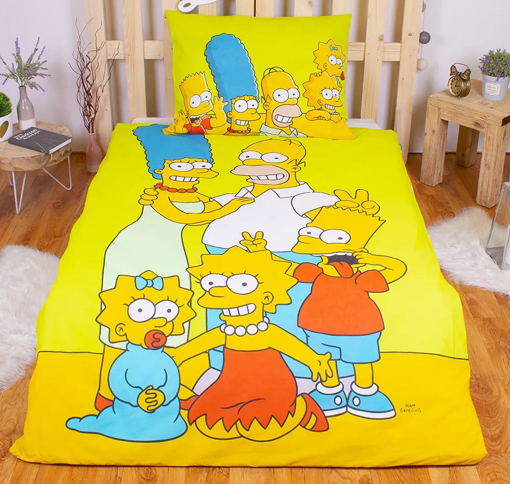 Dětské bavlněné povlečení Simpsonovi vás zdraví 140x200+70x90