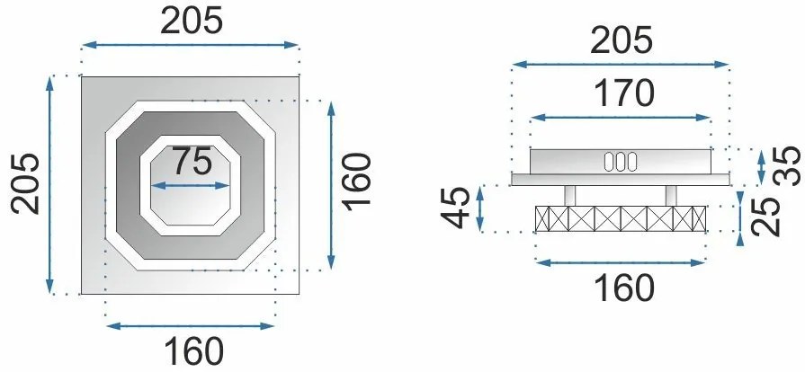 Toolight - Křišťálová hranatá stropní lampa Glamour 8W neutrální barva APP406-C, chromová, OSW-65004