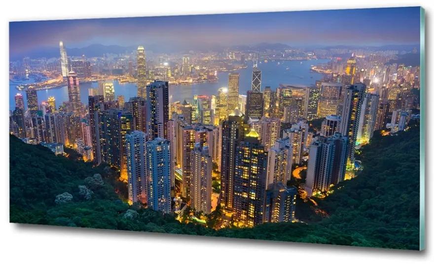 Wallmuralia Moderní skleněný obraz z fotografie Noční Hongkong 100x50