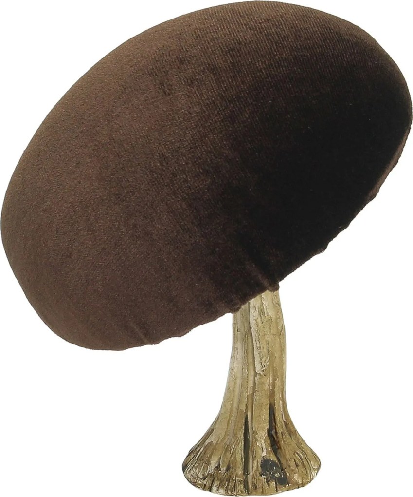 Dekoracja Velvet Mushroom 12 cm brown
