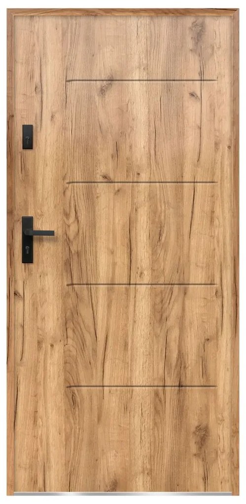 O.K. Doors® Vchodové dveře Tytan, 90 P, rozměr vč. zárubně: 1000 × 2070 mm, ocel, pravé, dub Sonoma, plné