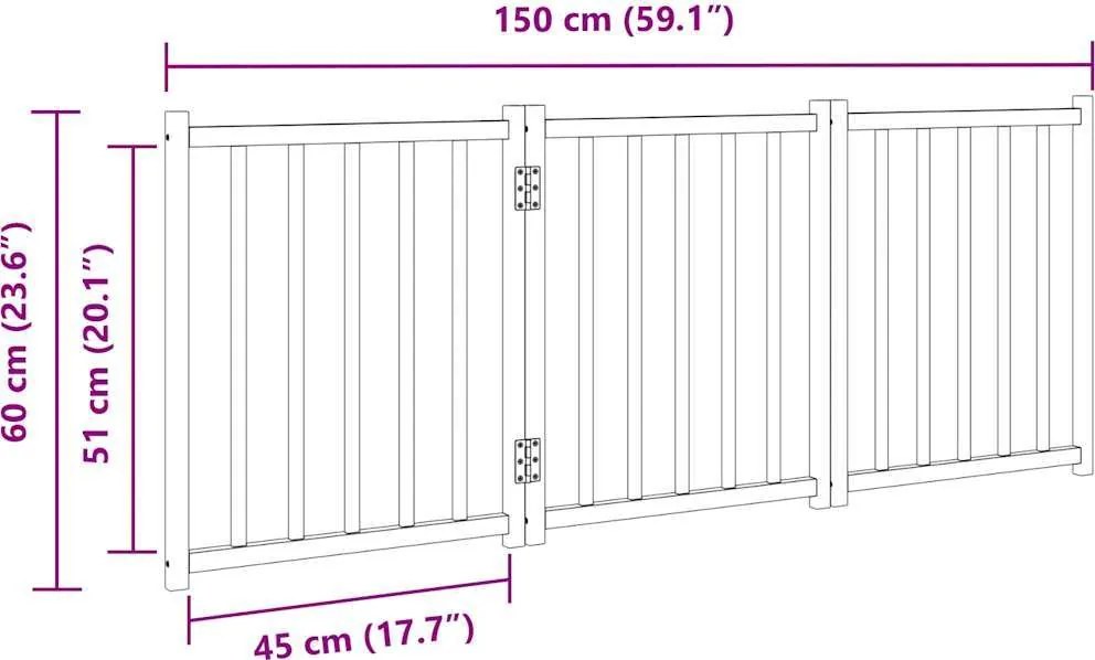 vidaXL Zábrana pro psy skládací 3 panely 150 cm masivní jedle [352276] Barva: Přírodní