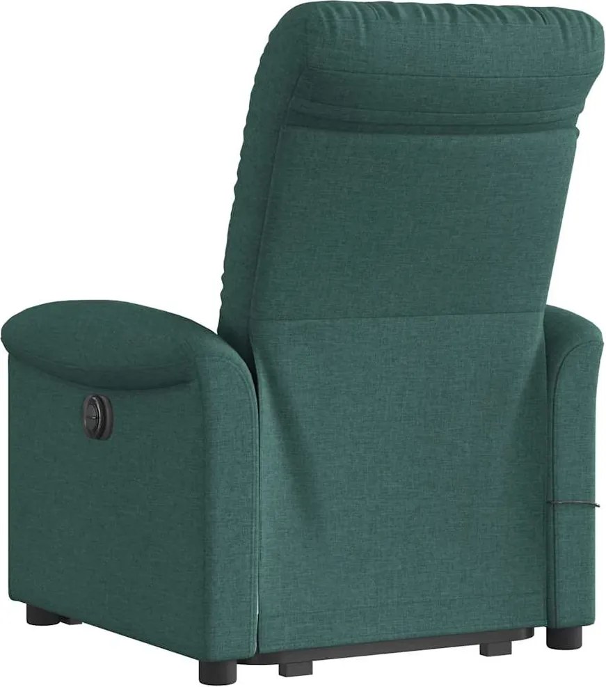 Elektrické zvedací masážní polohovací křeslo zelené textil 3303290